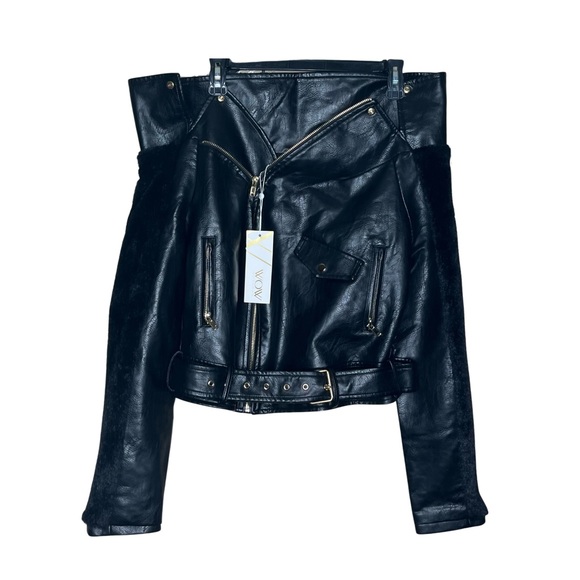 Jackets & Coats | Off Shoulder Fur Faux Leather Jacket | Poshmark